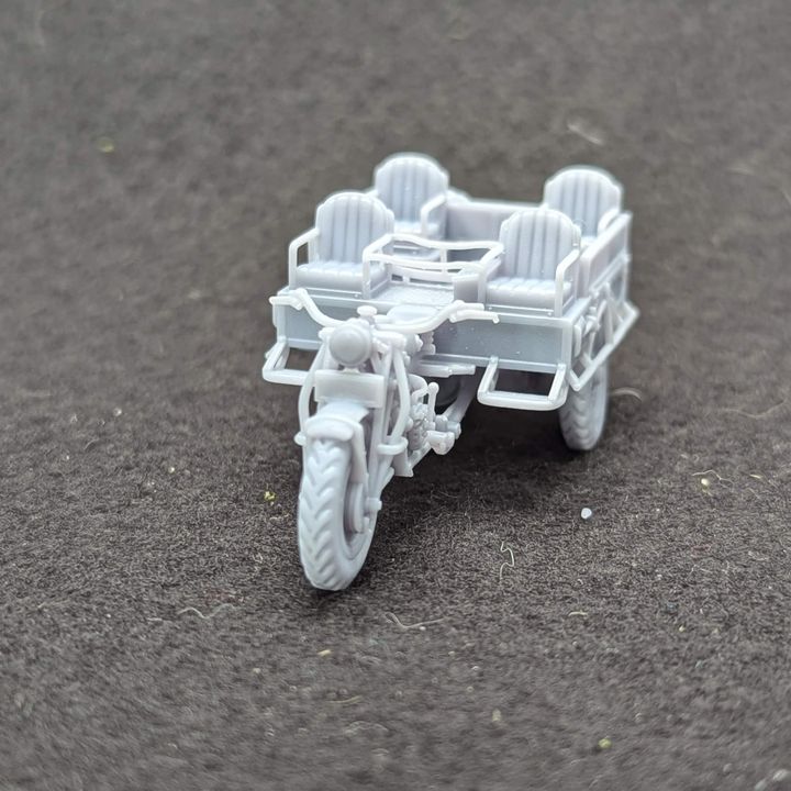 3D Printable Tricycle FN Tricar T3 + version with Browning 13.2mm AA gun (Belgium, WW2) by Wargame3d